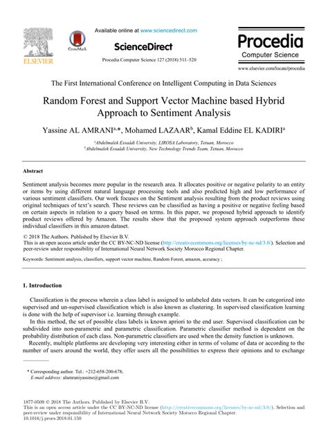 Pdf Random Forest And Support Vector Machine Based Hybrid Approach To Sentiment Analysis