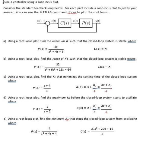 solved fune a controller using a root locus plot consider