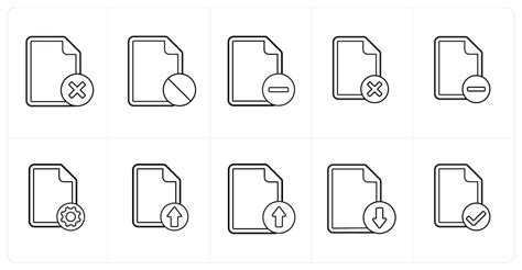 A Set Of 10 File Icons As Wrong Delete Remove In Black Line Color 65403336 Vector Art At Vecteezy
