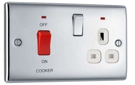 Nexus Metal Polished Chrome 45a Cooker Control Unit With Switched 13a Power Socket Includes