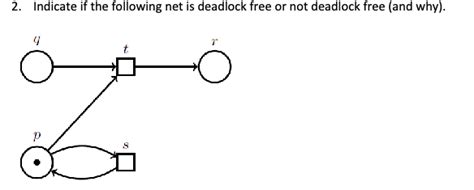 solved 2 indicate if the following net is deadlock free or