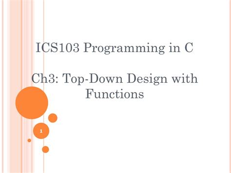 Ppt Ics103 Programming In C Ch3 Top Down Design With Functions Powerpoint Presentation Id