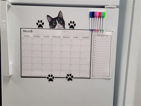 Magnetic Fridge Calendar 2024 Cat Themed White Board Dry