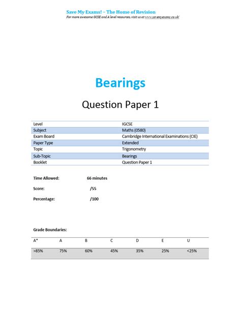 61 1 Bearings Cie Igcse Maths 0580 Ext Theory Qp Pdf Career And Technical Education