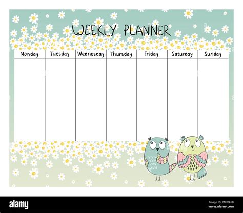 Floral Weekly Planner Stock Vector Image And Art Alamy