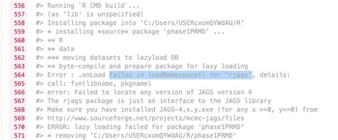 Devtoolscheckrhub Failed In Loadnamespace For Rjags · Issue