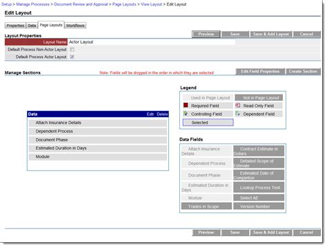 Layout Properties Page