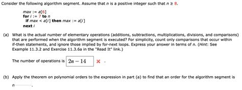 Solved Consider The Following Algorithm Segment Assume That