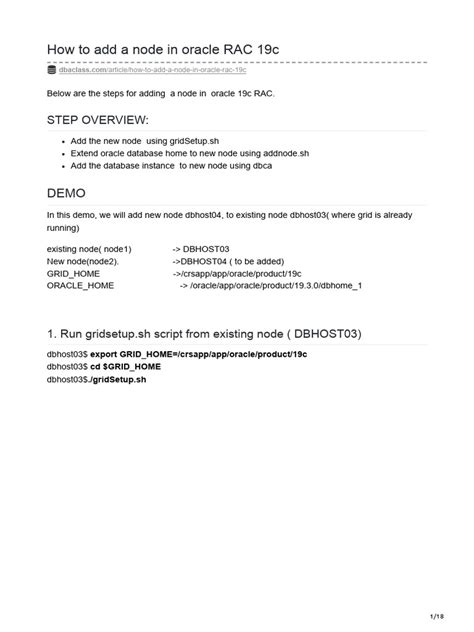 How To Add A Node In Oracle Rac 19c Pdf Computer Cluster Oracle
