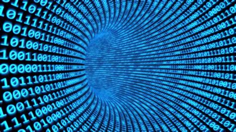 Fly Through Binary Code Tunnel In Cyberspace Encrypted Network Data 4k Motion Graphics