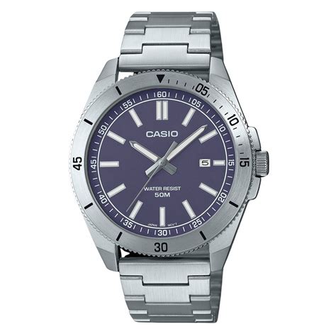 Casio Standard Analog Stainless Steel Blue Dial Quartz Mtp B155d 2e Mens Watch