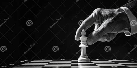 A Man S Hand Makes A Chess Move On A Black Background Artificial Intelligence Ai Stock