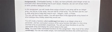 Solved Assignment 6c Overloaded Sorting In Class We Have