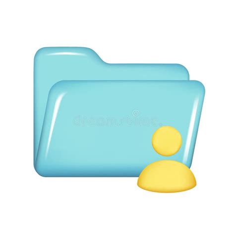 Realistic 3d Blue Folder With Yellow Personal User Decorative 3d Opened File Element Web