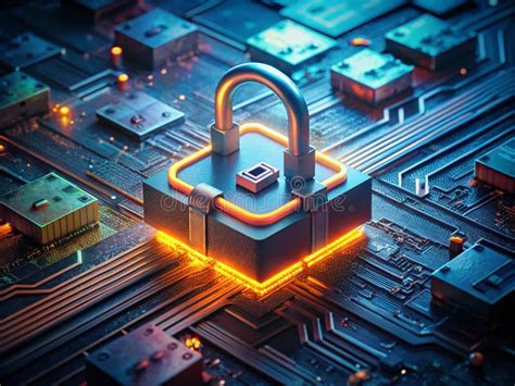Advanced Cybersecurity A Glowing Padlock Illuminates A Circuit Board Highlighting The Crucial