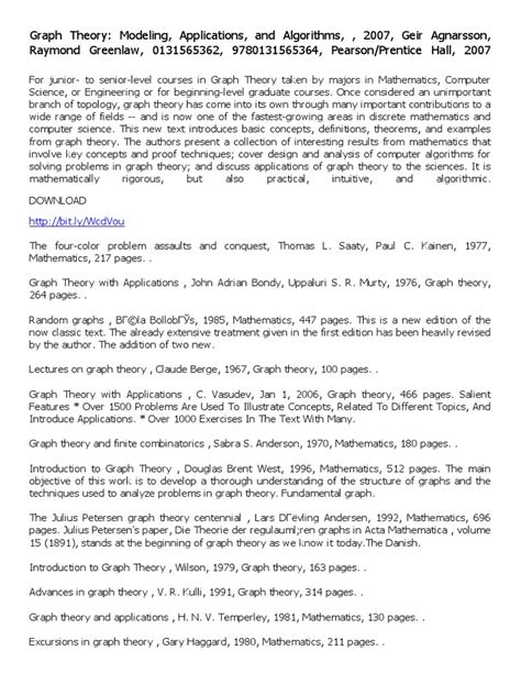 Graph Theory Modeling Applications And Algorithms Pdf Mathematics Graph Theory Modeling Applications And Algorithms Pdf Mathematics