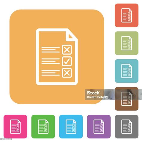 Questionnaire Document Rounded Square Flat Icons Stock Illustration Download Image Now