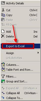 Quickly Export From Primavera P To Excel Plan Academy
