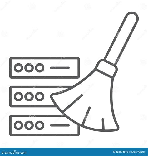 Database Cleaning Thin Line Icon Data Analytics Stock Vector Illustration Of Concept Line