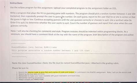 Solved Instructions Use The Eclipse Program For This
