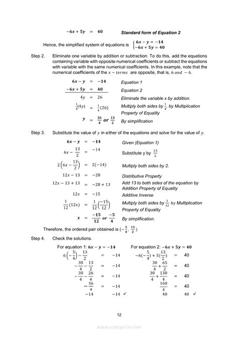 Math 8 Module 16 Solving Systems Of Linear Equations In Two Variables