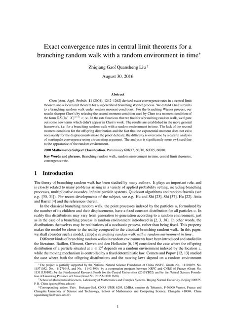 Pdf Exact Convergence Rates In Central Limit Theorems For A Branching
