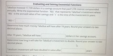 Solved Evaluating And Solving Exonential Functions Tabasue