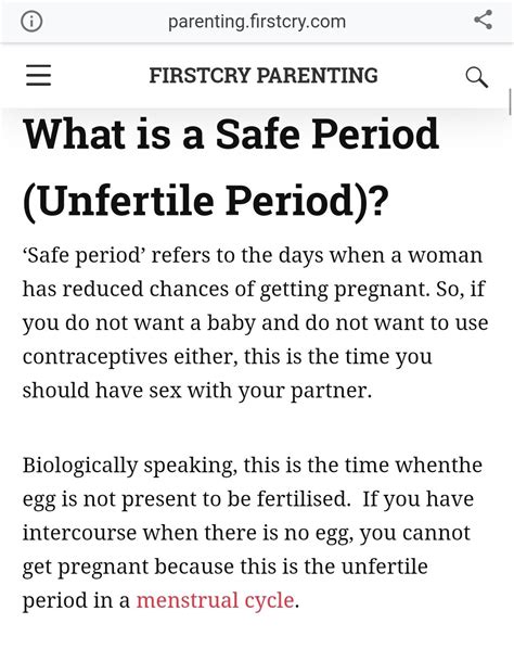 Menstrual Cycle Pregnancy Safe Period