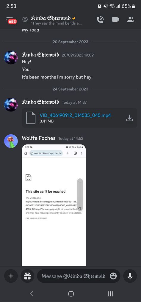 I Cant Send Or Receive Videos On Discord It Just Sends A Link That Goes It A It Has Moved