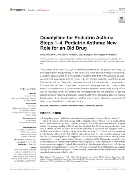 Pdf Doxofylline For Pediatric Asthma Steps 1 4 Pediatric Asthma New Role For An Old Drug