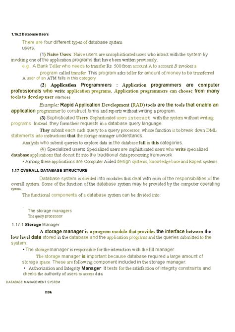 Dbms Dbms Notes 116 Database Users There Are Four