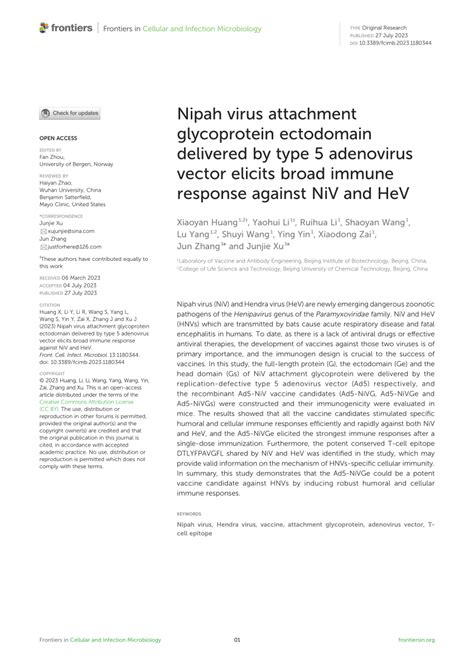 Pdf Nipah Virus Attachment Glycoprotein Ectodomain Delivered By Type