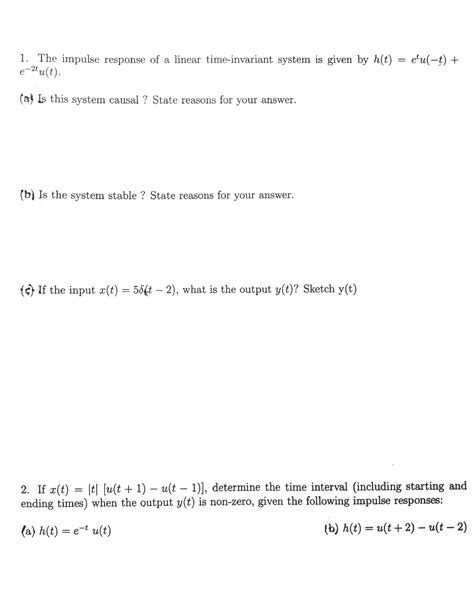 Solved The Impulse Response Of A Linear Time Invariant