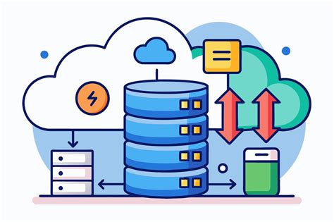 This Illustration Depicts A Cloud Server With Data Being Transferred To