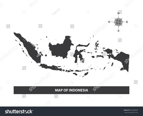 Map Indonesia Black Wind Rose Compass Stock Vector Royalty Free
