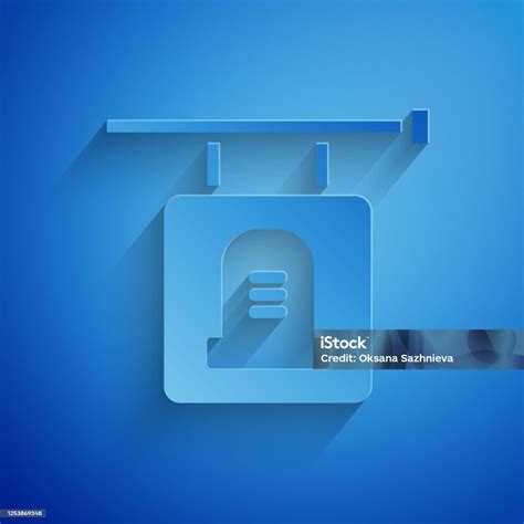 파란색 배경에 격리 된 종이 컷 간판 삭제 표시아이콘 종이 아트 스타일 벡터 3차원 형태에 대한 스톡 벡터 아트 및 기타 이미지 3차원 형태 공포 무서움 그림자