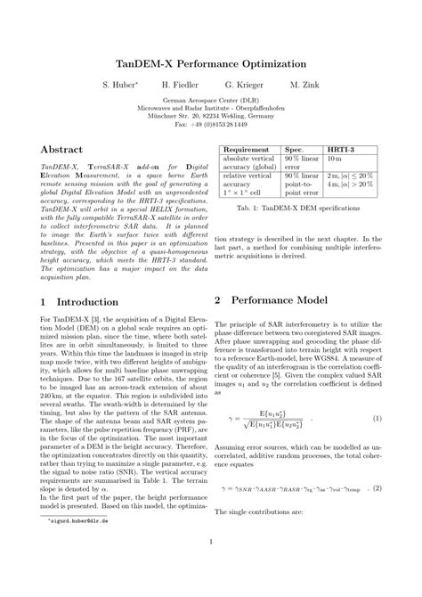 Pdf Tandem X Performance Optimization