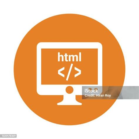 코딩 프로그래밍 Html 아이콘 둥근 주황색 색상 변형 Html에 대한 스톡 벡터 아트 및 기타 이미지 Html 개발 데이터 Istock