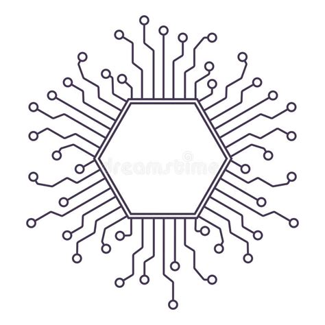 Hexagonal Microchip Abstract Ai Inspired Cyber Technology Design Stock Vector Illustration Of