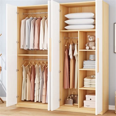 Modern Style Wardrobe Cabinet Engineered Wood Wardrobe In Natural White