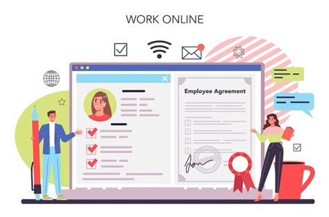 작업자 책임 온라인 서비스 또는 플랫폼 인사 관리 및 Empolyee 적응 온라인 작업 격리 된 평면 벡터 일러스트 레이 션 무료 벡터