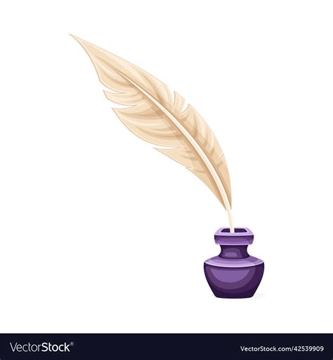 Quill Pen And Inkstand As Magical Object Vector Image
