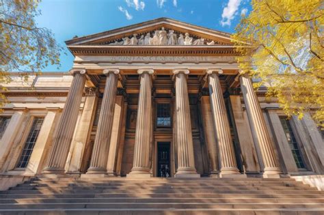 Premium Photo Classic Stone Building With Doric Columns And Statues In London