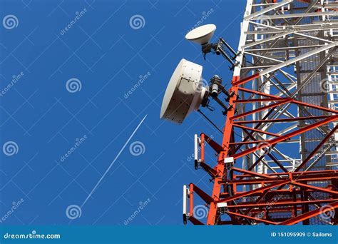 A Cell Site Cell Tower Or Cellular Base Station Stock Image Image Of Blue Network 151095909