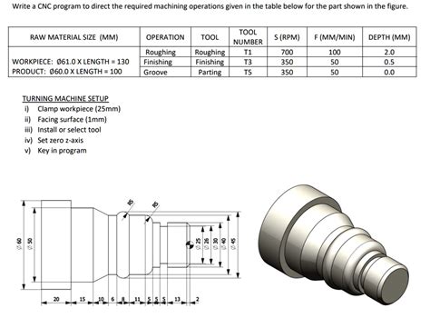 Write A Cnc Program To Direct The Required Machining Operations Given In The Table Below For The