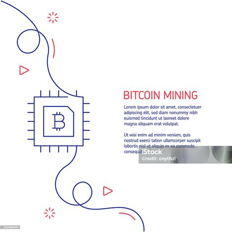 Bitcoin Mining 아이콘의 연속 선 그리기 손으로 그린 기호 벡터 그림입니다 얇은 파란색과 빨간색 선이 있는 미니멀한 디자인 0명에 대한 스톡 벡터 아트 및 기타