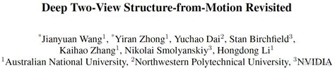 2021年cvpr论文deep Two View Structure From Motion Revisited阅读笔记 Csdn博客