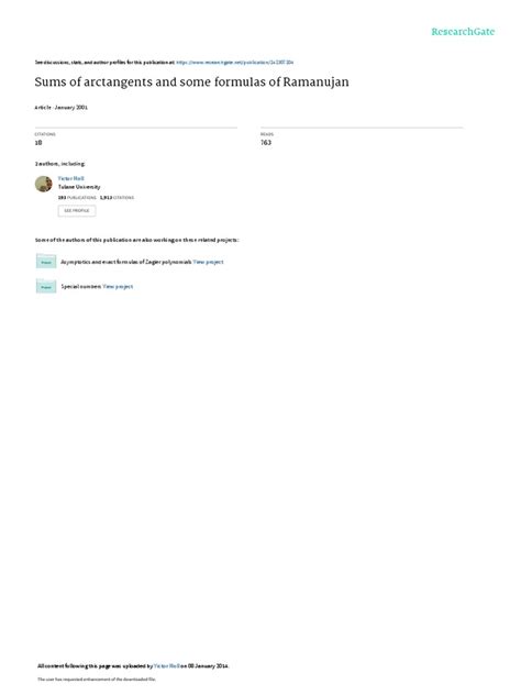 Sums Of Arctangents And Some Formulas Of Ramanujan Pdf Polynomial