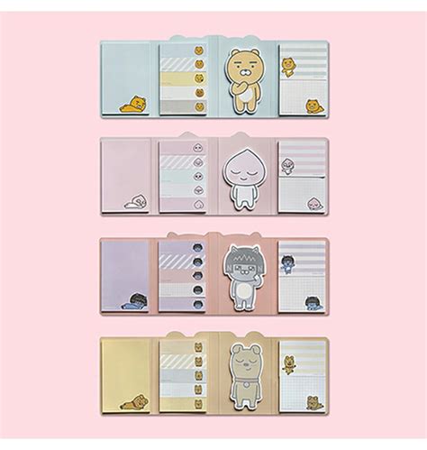 카카오프렌즈 4단 점착 메모지 라이언 어피치 접착 티몬
