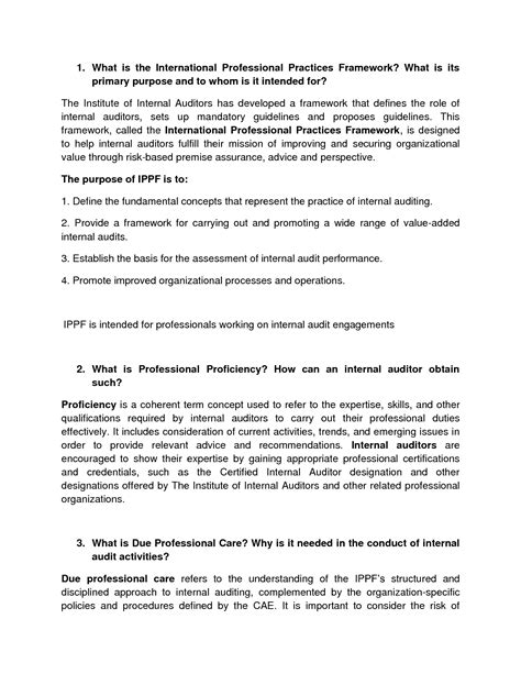 Solution The International Professional Practices Framework And Managing The Internal Audit